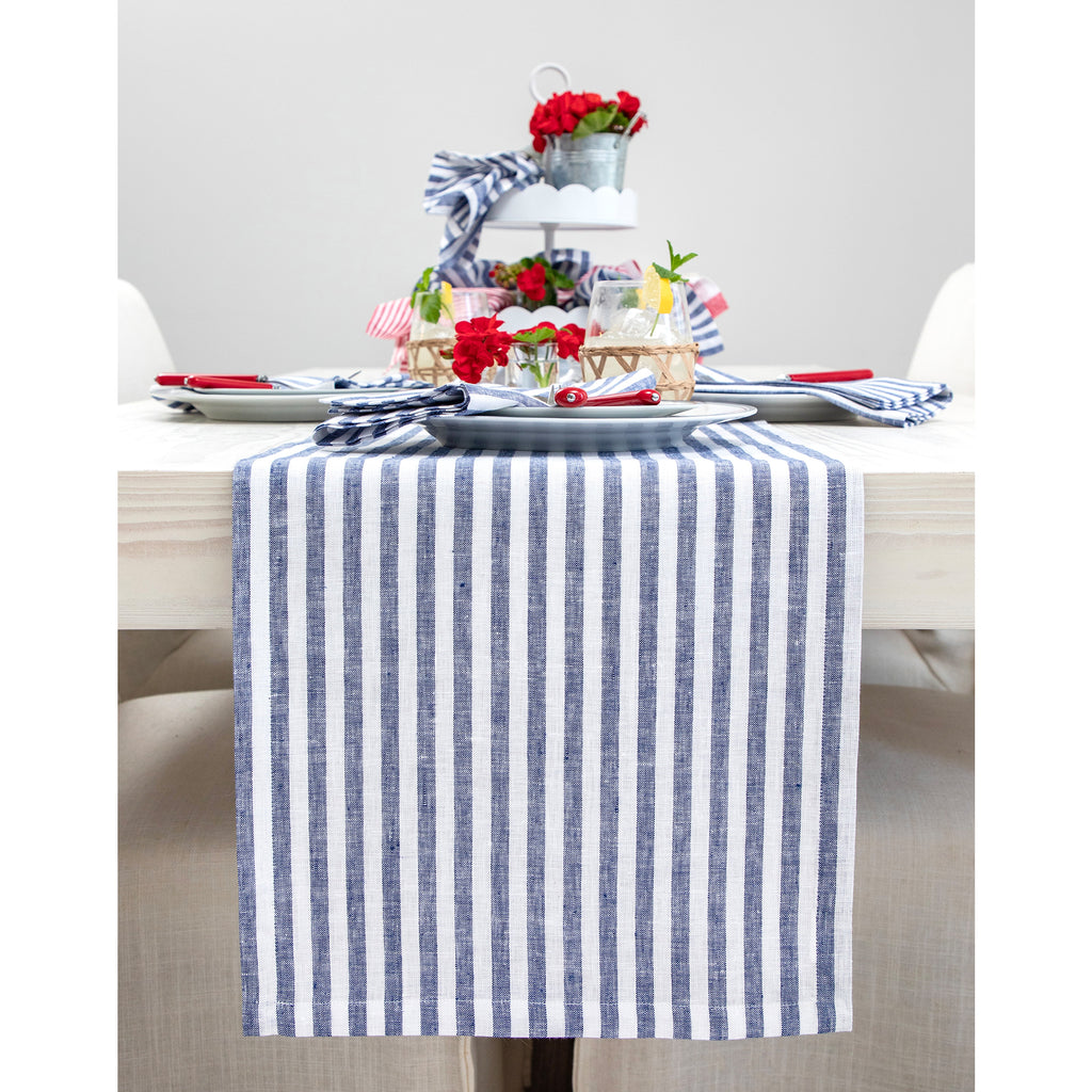 Amalfi Stripe Linen Table Runner | 100% Pure Linen | Solino Home