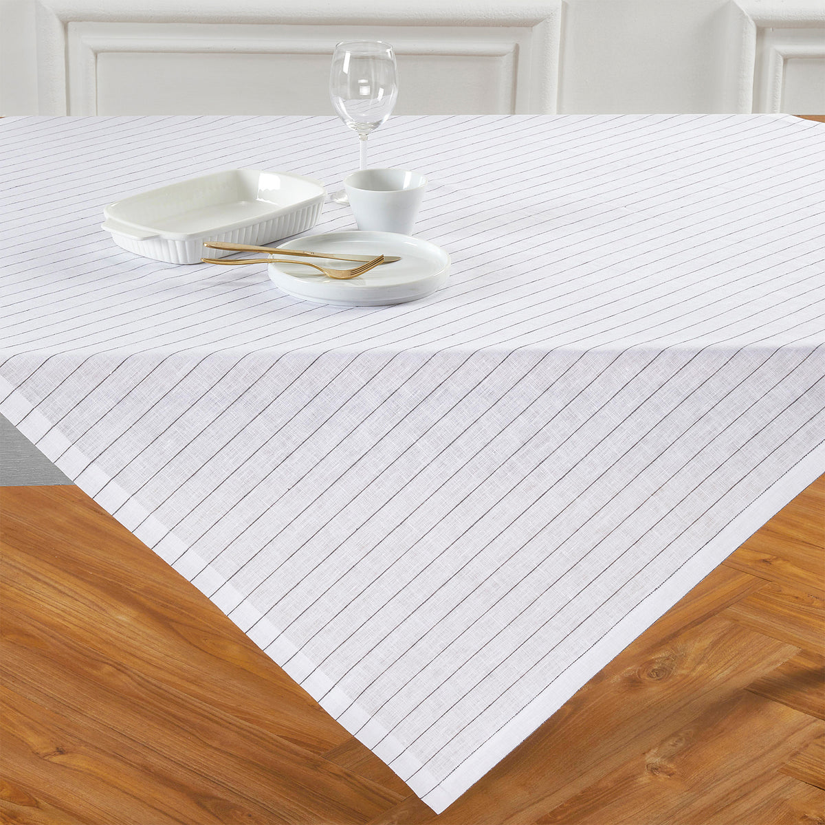 Pinstripe Table Cloth | 100% Pure Natural Linen | Solino Home